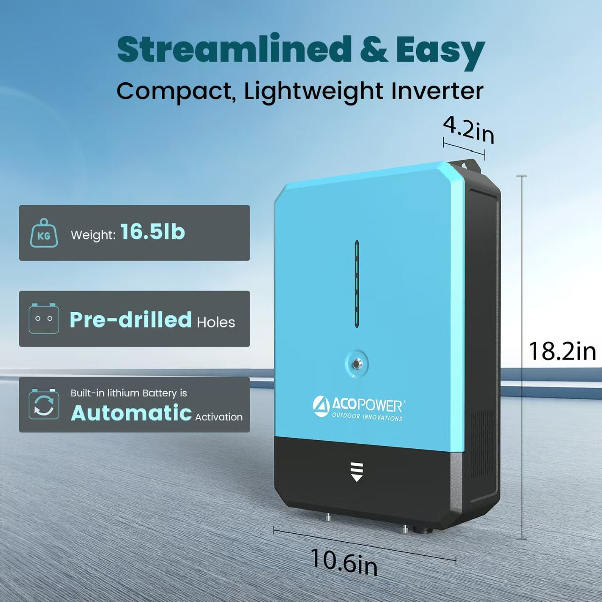 ACOPOWER 3000W/12V All-in-One Pure Sine Wave Hybrid Solar Charger Inve